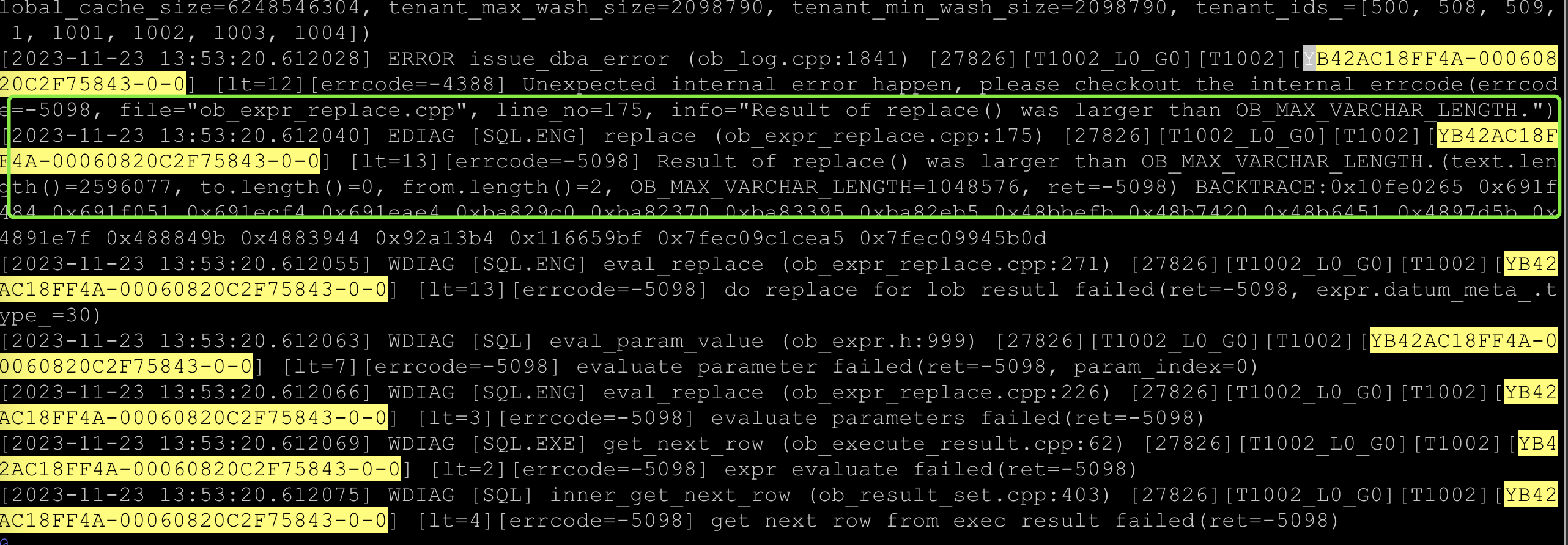 SQL 报错：Varchar value is too long for the column-OceanBase数据库使用指南