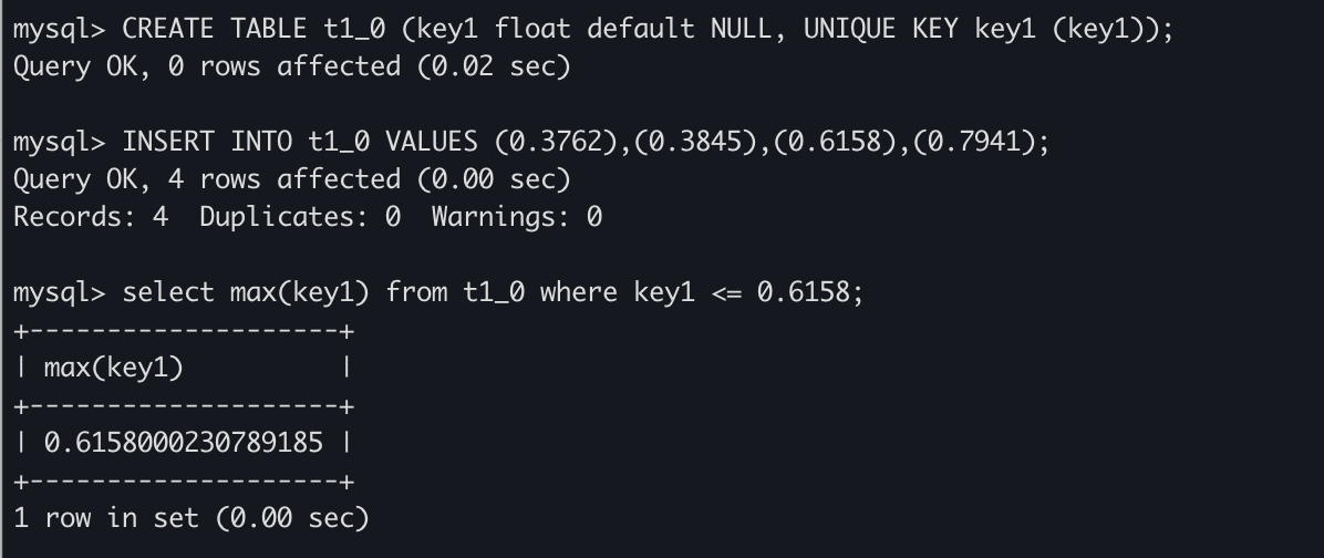 float 类型字段查询结果异常-OceanBase数据库使用指南