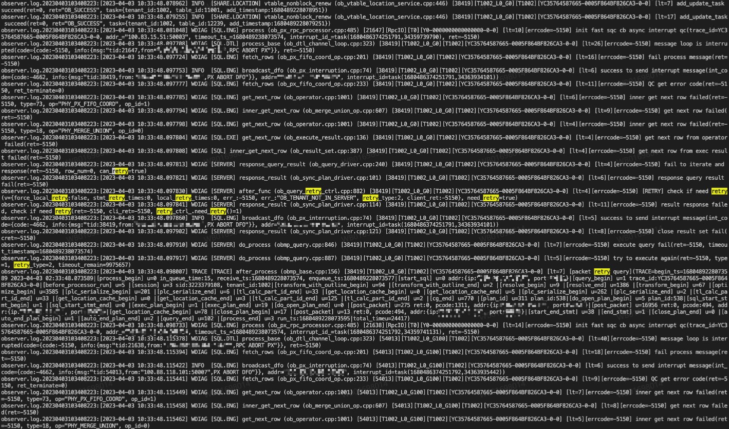 普通租户下 SELECT DBA_OB_LS_LOCATIONS 超时报错 -5150-OceanBase数据库使用指南