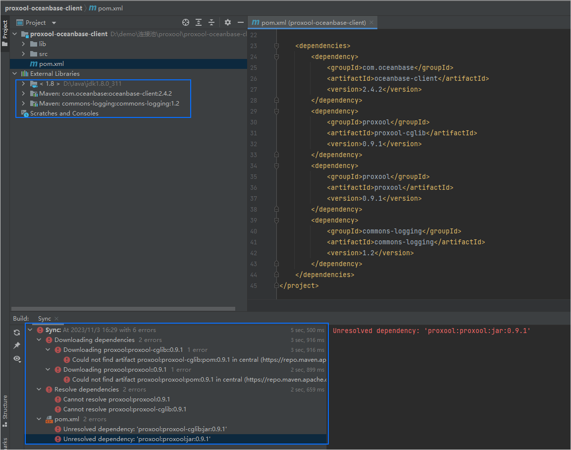 Proxool 连接池连接 OceanBase 数据库示例程序-V4.4.0-OceanBase 数据库文档-分布式数据库使用文档